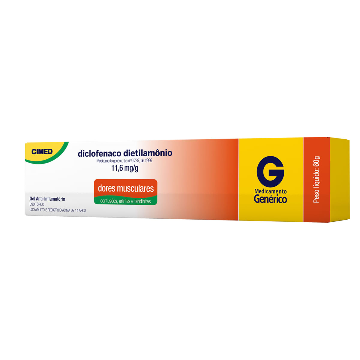 Diclofenaco Dietilamonio Gel 60g Generico Cimed - Farmacias Pague Menos